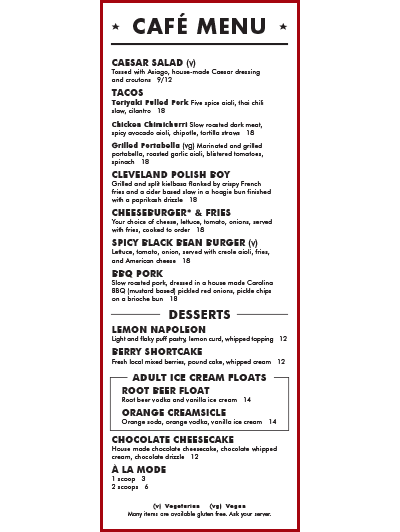 Menu Music Box Supper Club!