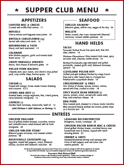 Menu Music Box Supper Club!