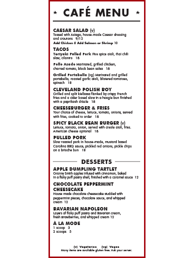 Menu Music Box Supper Club!